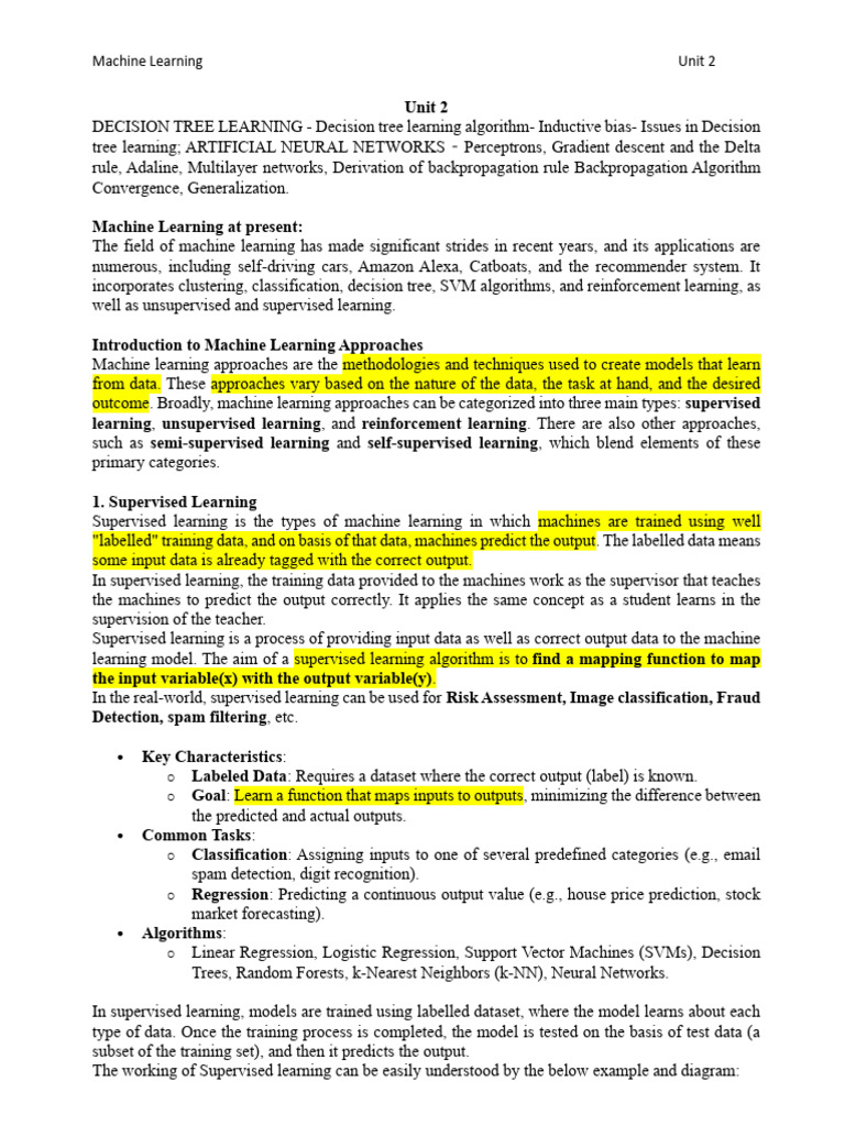 Machine Learning: Supervised vs Unsupervised | PDF | Machine Learning | Neuron