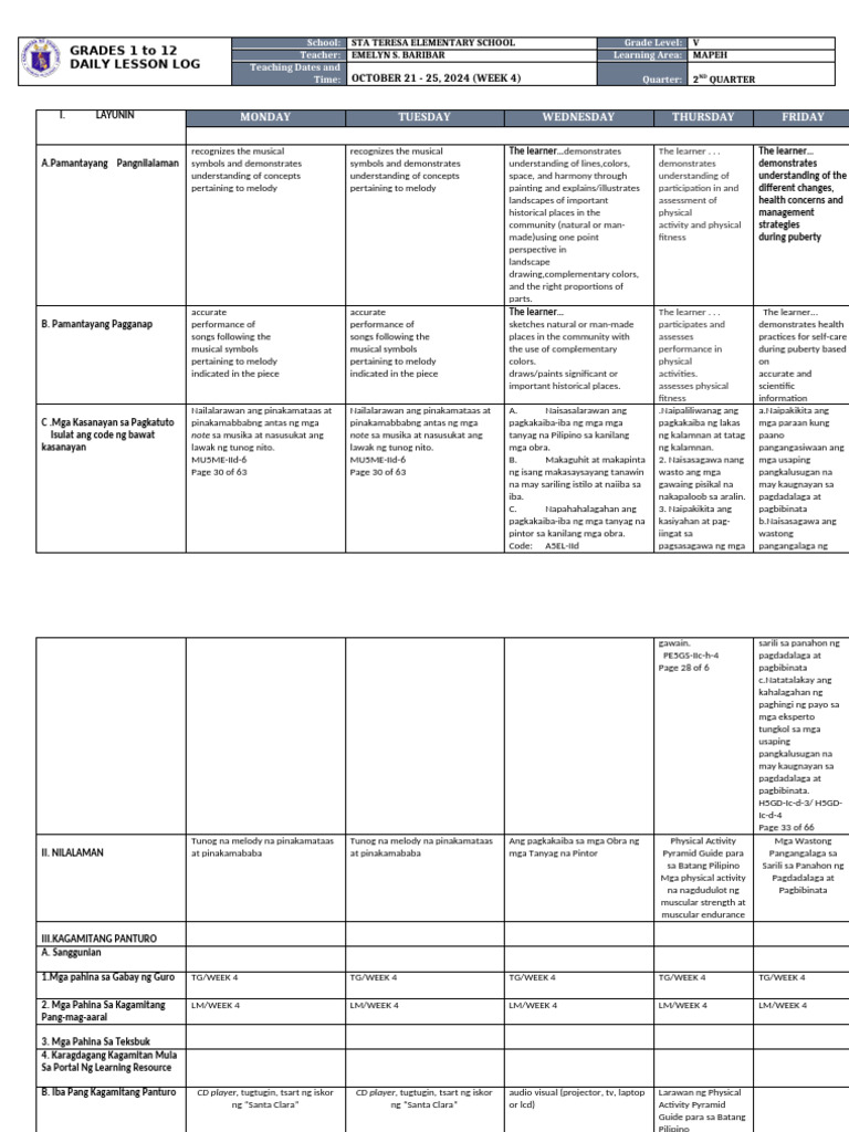 DLL_MAPEH 5_Q2_W4 | PDF