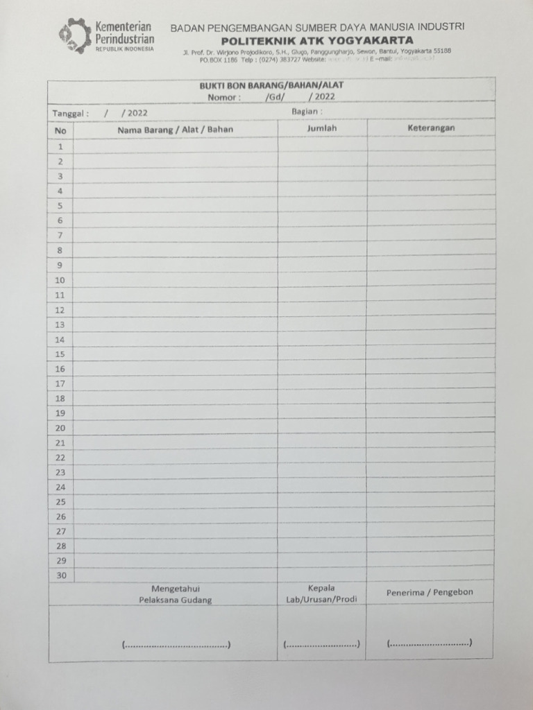 Form Bon Barang | PDF