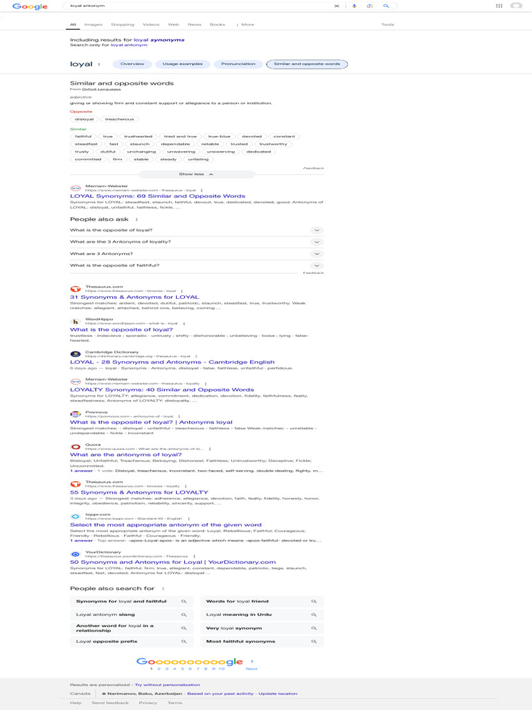 Loyal Antonym - Google Search | PDF | Loyalty | Lexicography