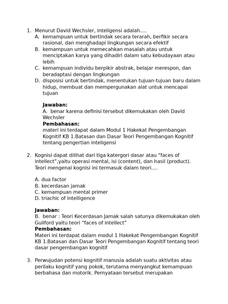 Contoh Soal Kognitif PAUD | PDF