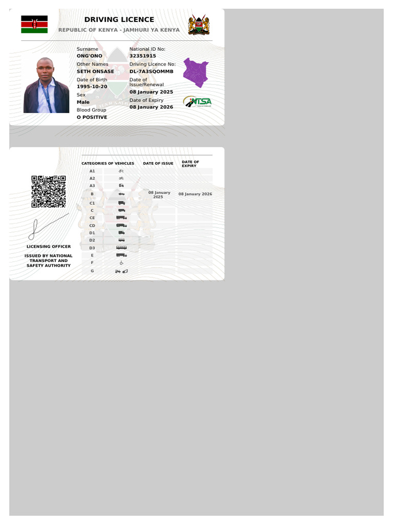 Kenyan Driving Licence Details | PDF