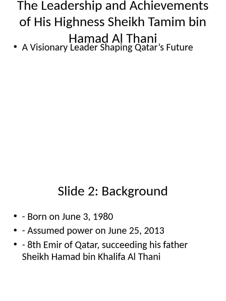 Leadership and Achievements of Sheikh Tamim | PDF
