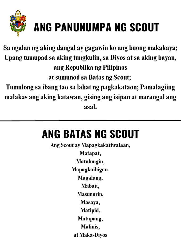 Panunumpa at Batas NG Scout | PDF