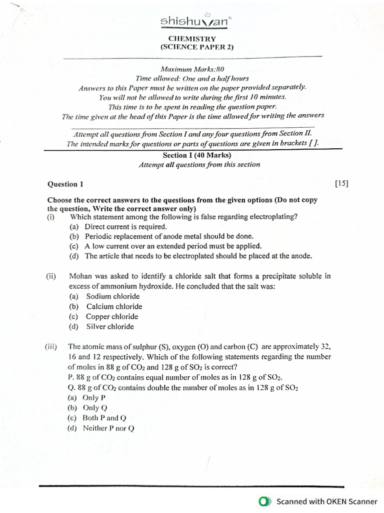 Chem Prelim Paper | PDF
