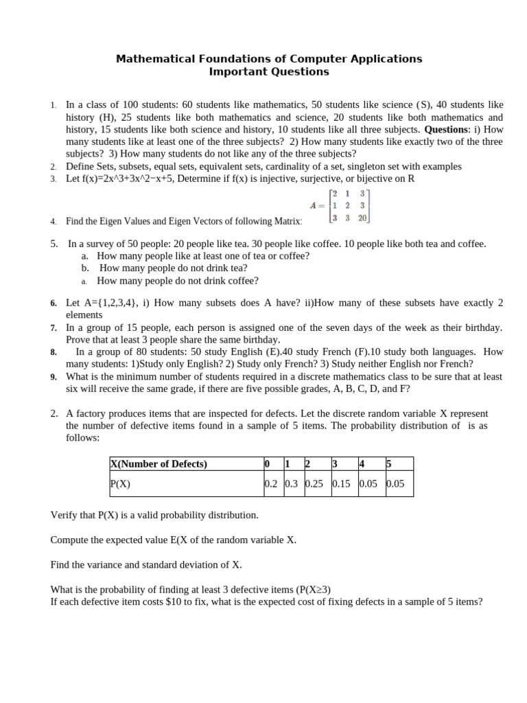 Important Question For IA 2025 | PDF | Set (Mathematics) | Mathematics