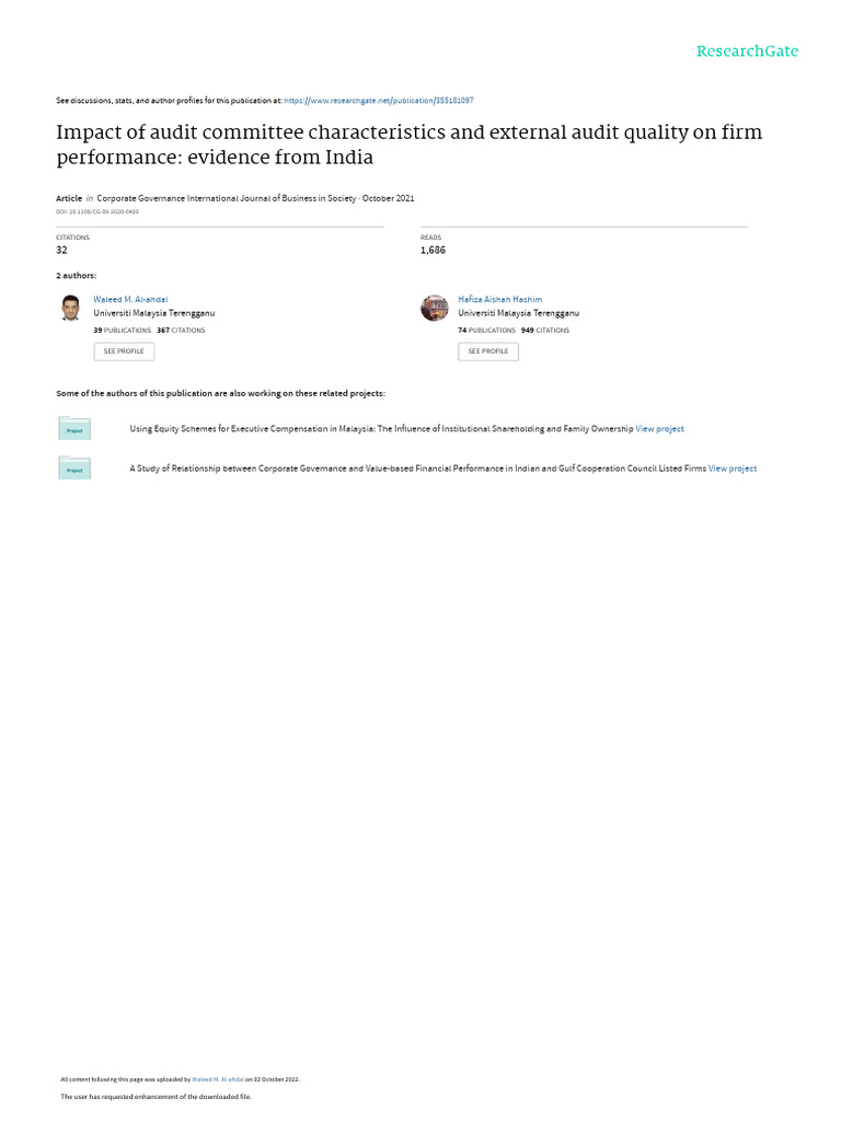 Impact of Audit Committee Characteristics and External Audit Quality On ...