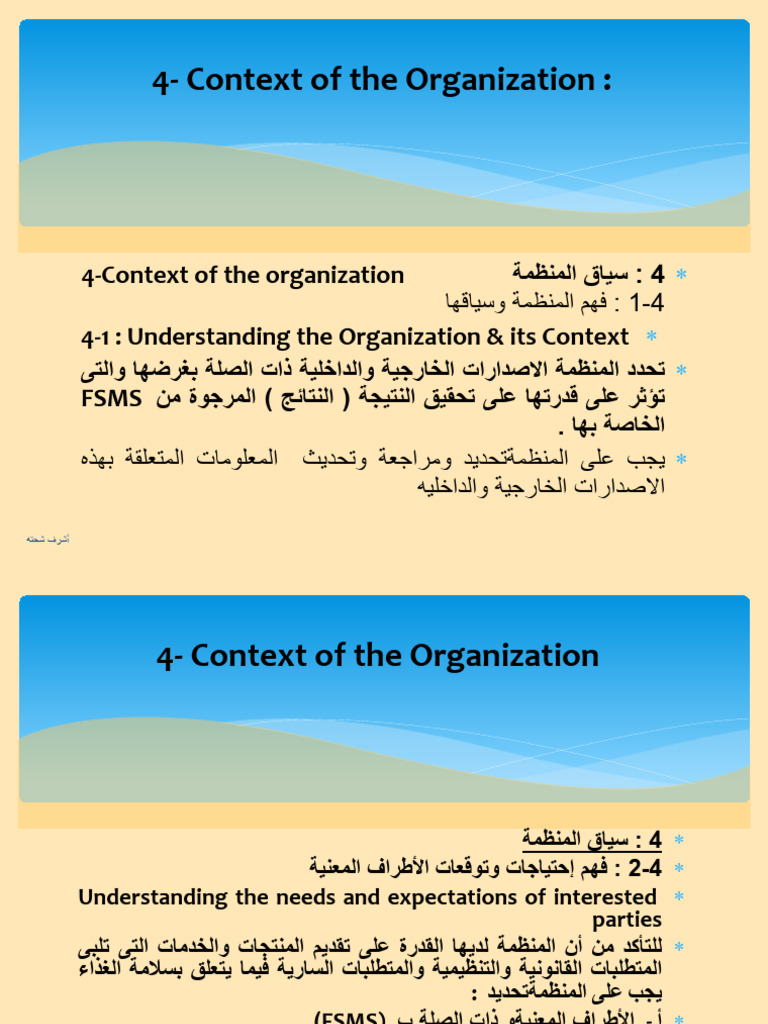 4-Context of The Organization 4-1: Understanding The Organization & Its ...