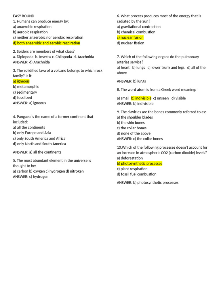 EASY ROUND | PDF | Oxygen | Oxide