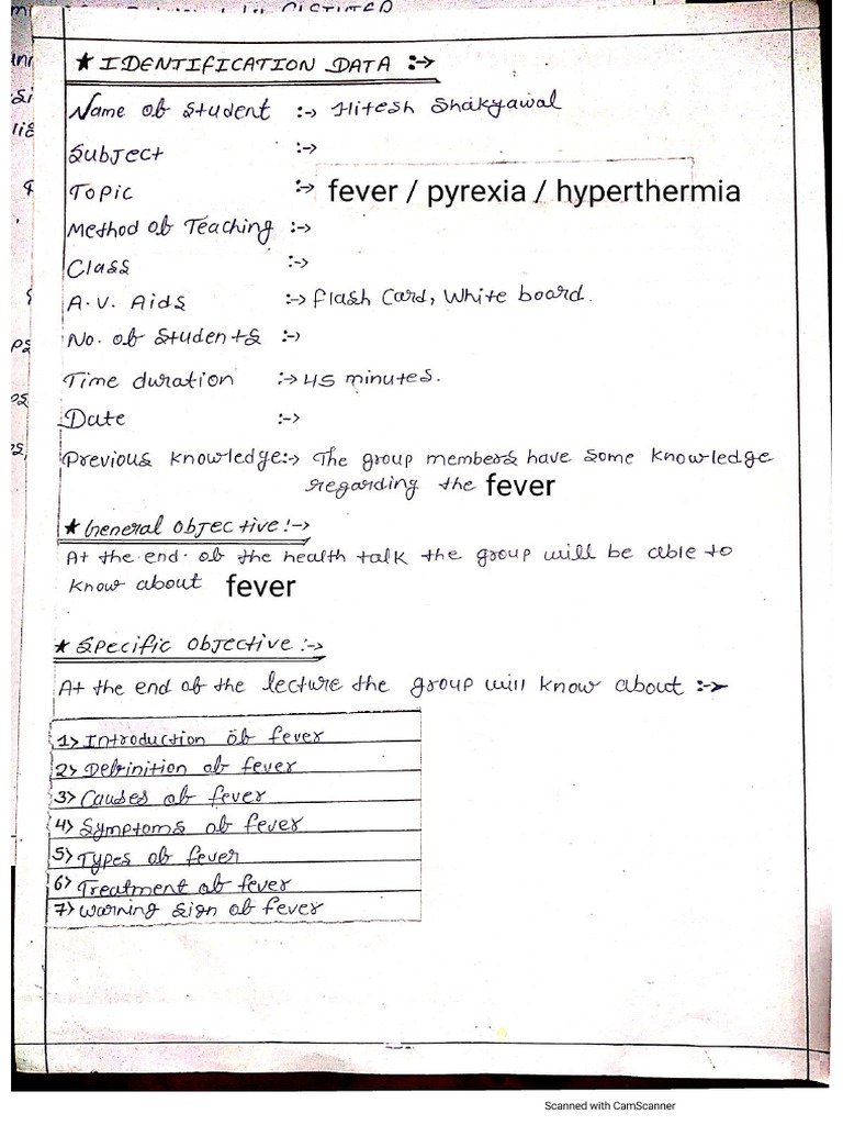 Health Talk On Fever | PDF