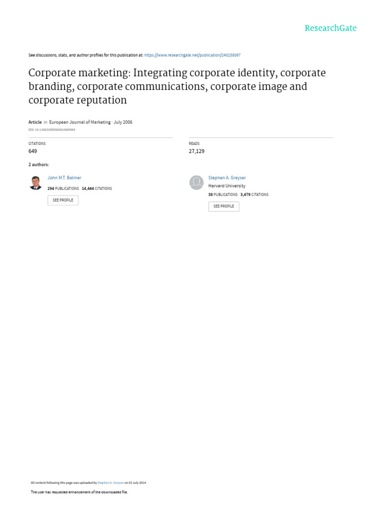 Corporate Marketing Integrating Corporate Identity | PDF | Marketing ...