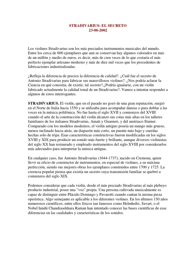 Stradivarius | PDF | Violín | Entretenimiento (general)