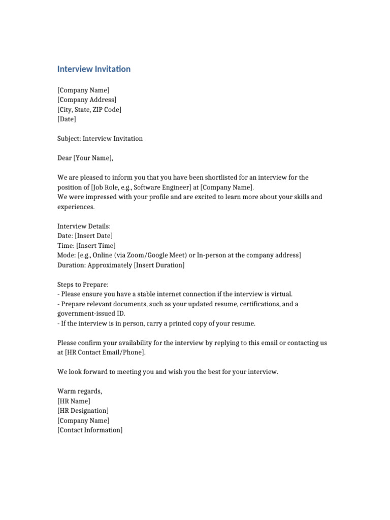 IT Interview Invitation Letter | PDF