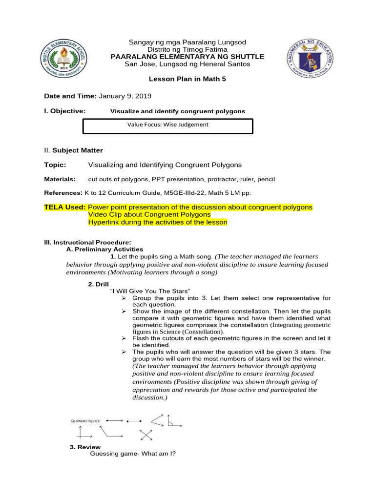 lesson plan in math5 cot 3 | PDF | Cognition | Learning