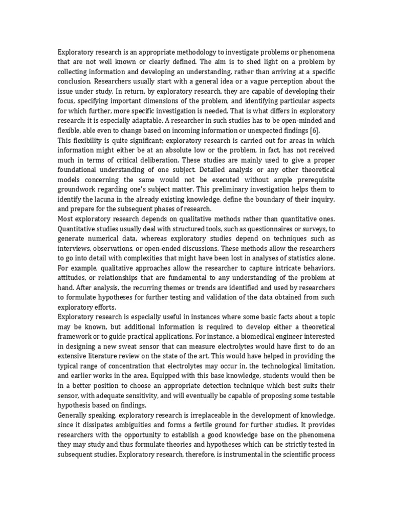 Exploratory Research Summary | PDF | Methodology | Quantitative Research