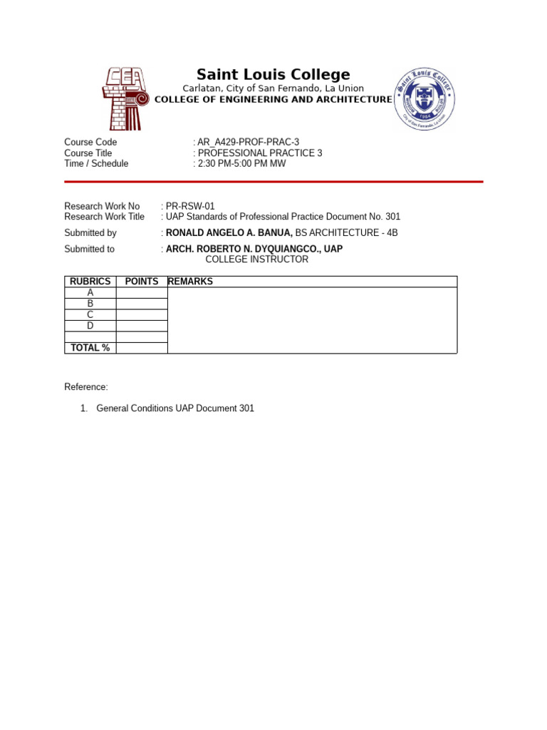 PROF-PRAC-3 - RSW - Due Jan 20 | PDF | General Contractor | Employment
