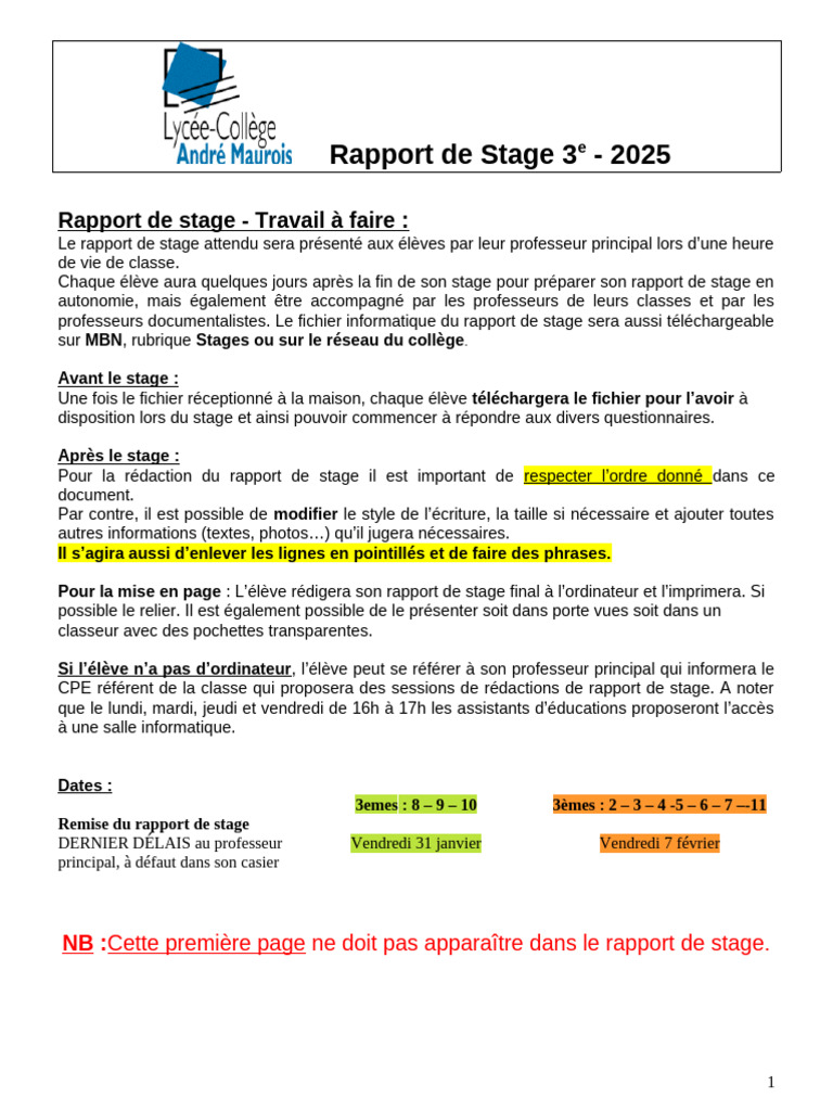 Rapport de Stage 3e - 2025 | PDF | Entreprise individuelle | Business