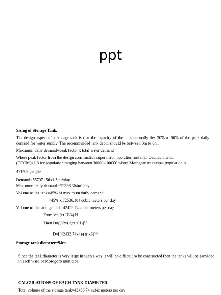 Sizing Storage Tank | PDF | Volume | Water