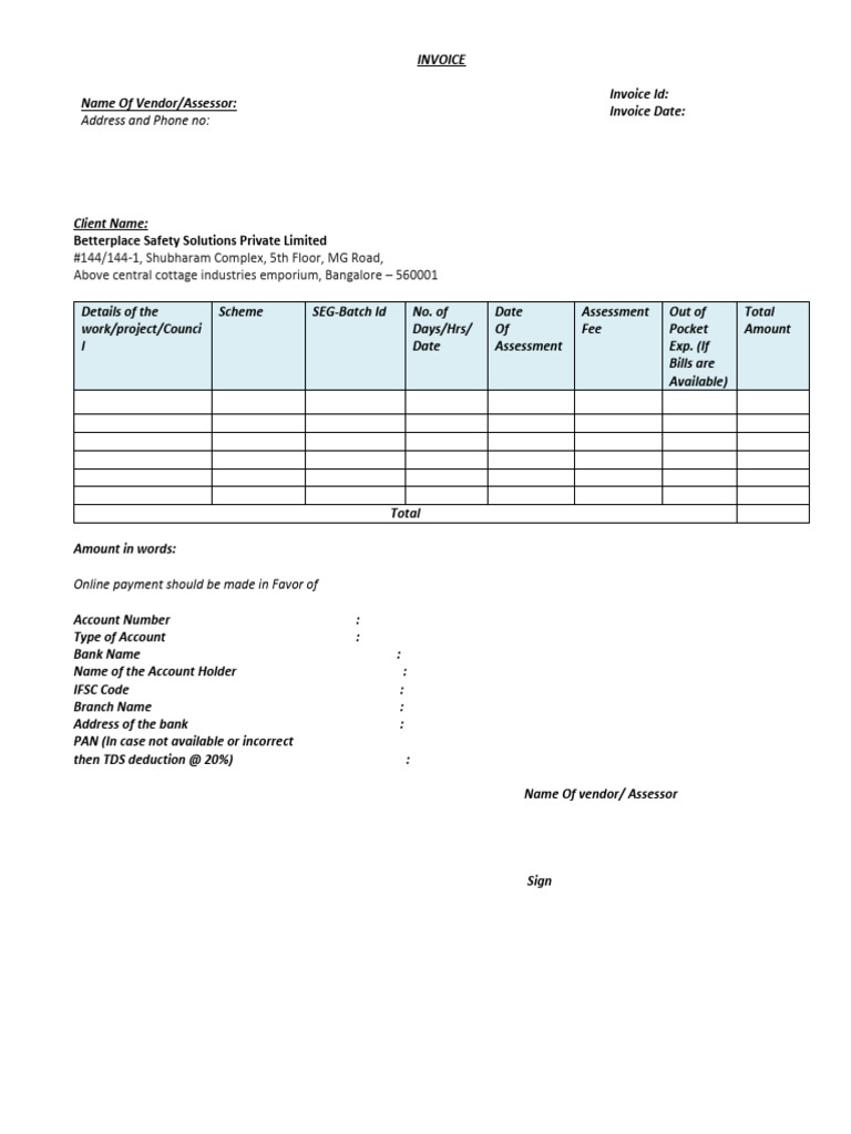 Invoice Format Betterplace | PDF