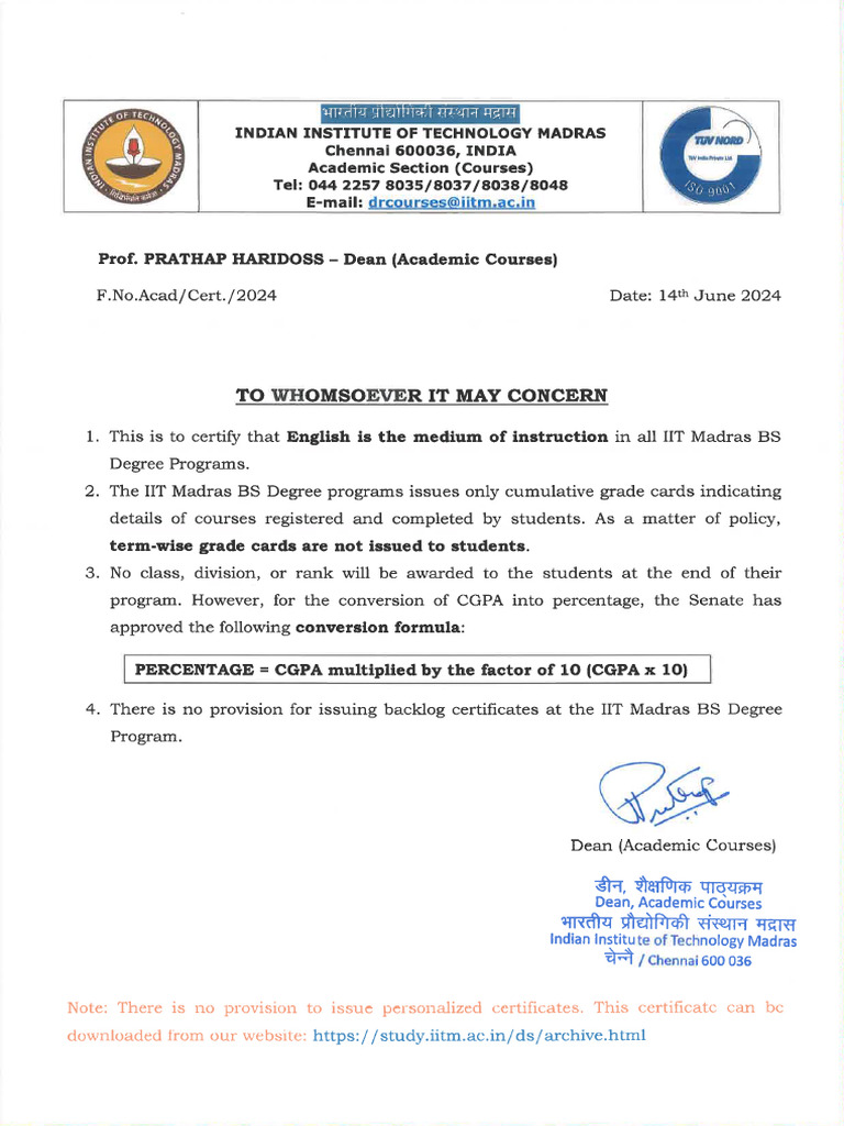 BS Certificate | PDF