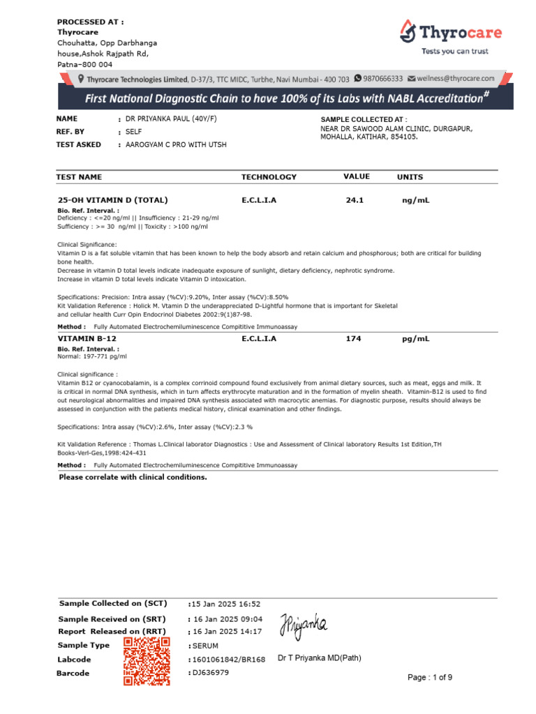 Report DJ636979 2025 01 17 R L | PDF | Creatinine | Clinical Medicine