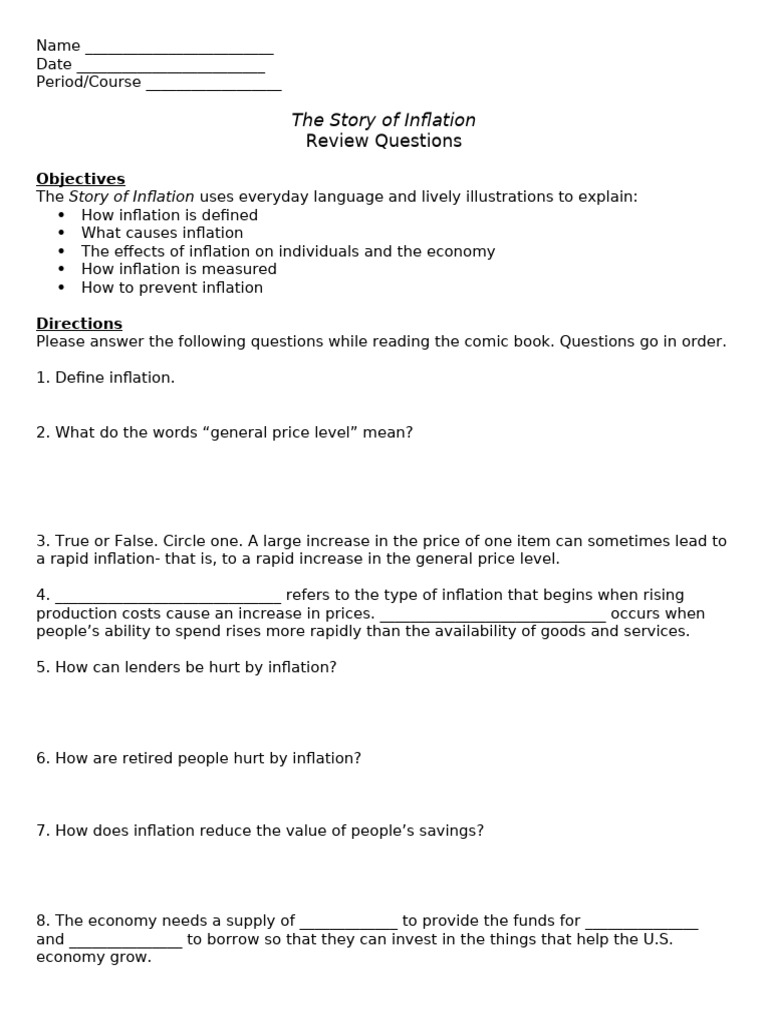 The Story of Inflation: Review Questions | PDF | Cost Of Living | Inflation