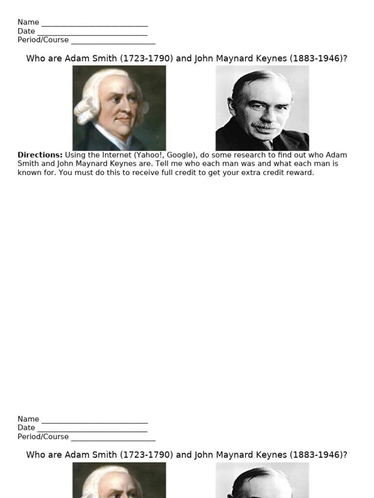 Adam Smith and Keynes: Economic Pioneers | PDF