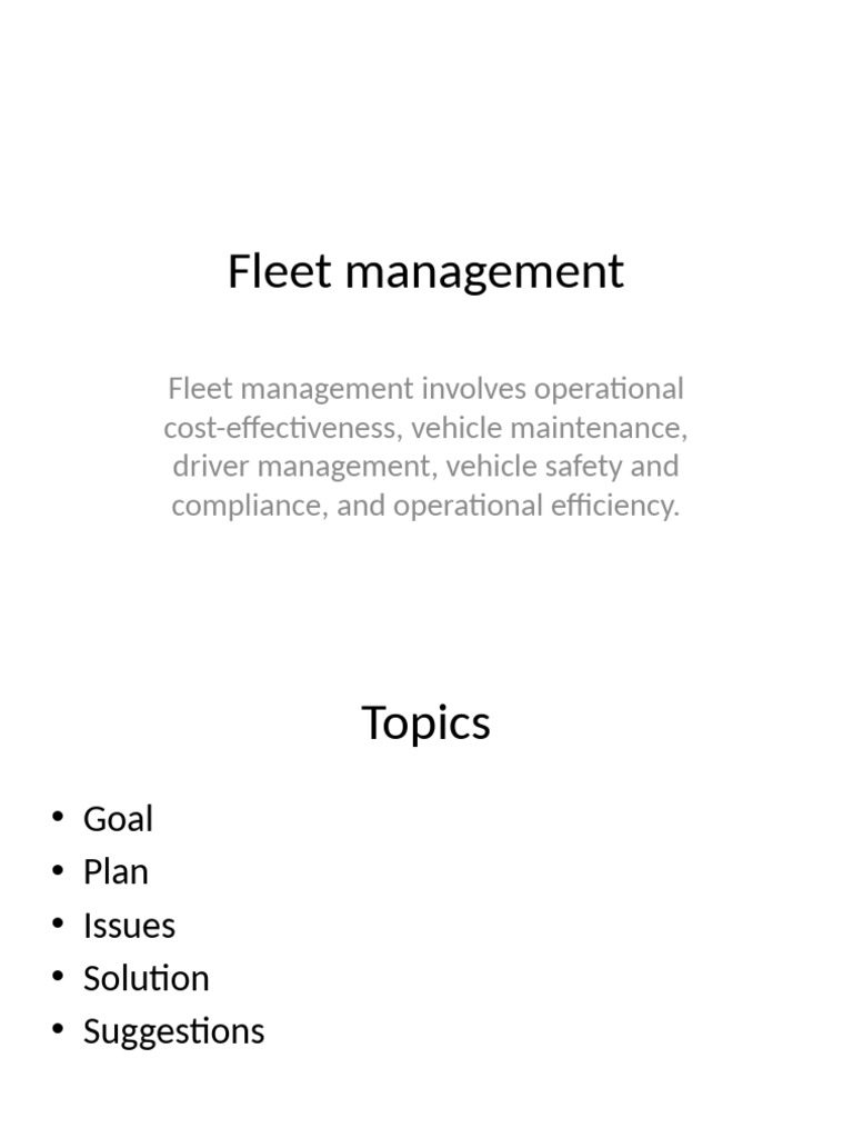 Fleet Management | PDF