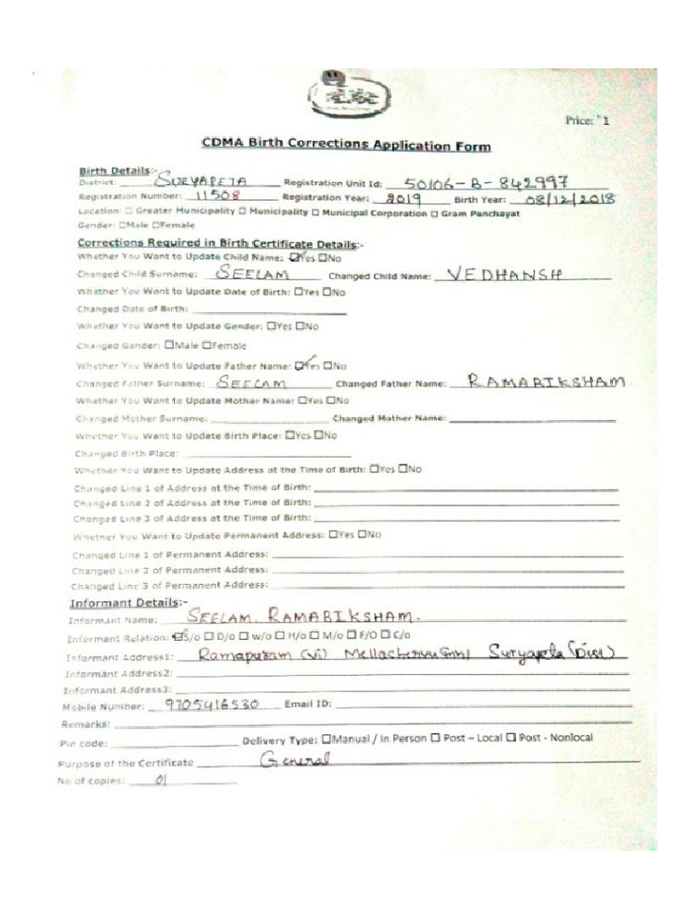 Birth Application | PDF