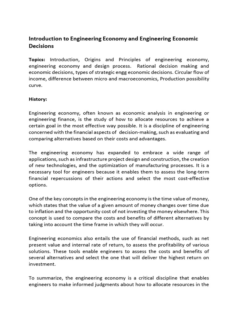 MODULE 1- INTRODUCTION TO ENGINEERING ECONOMICS | PDF | Microeconomics ...