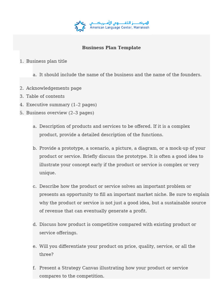 Business Plan Template Part 1 | PDF | Net Income | Financial Economics