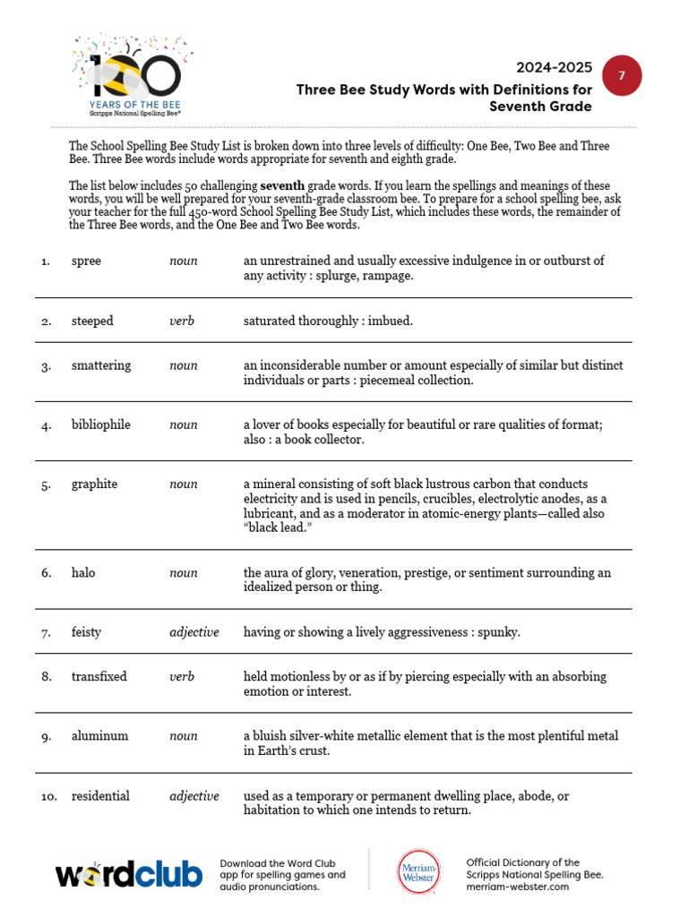 7th Grade Spelling:Vocabulary | PDF | Noun | Graphite