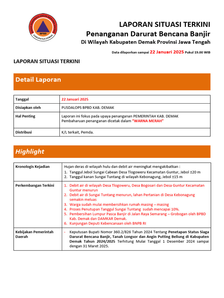 Sitrep Banjir | PDF