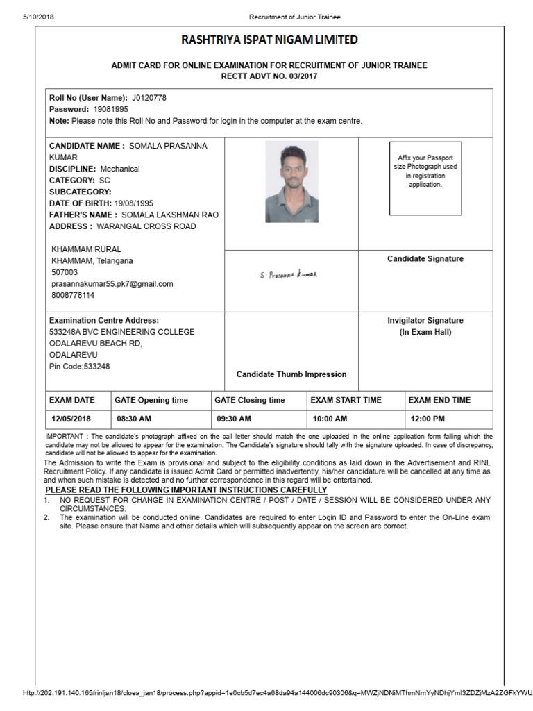 Recruitment of Junior Trainee Prasanna | PDF | Identity Document ...