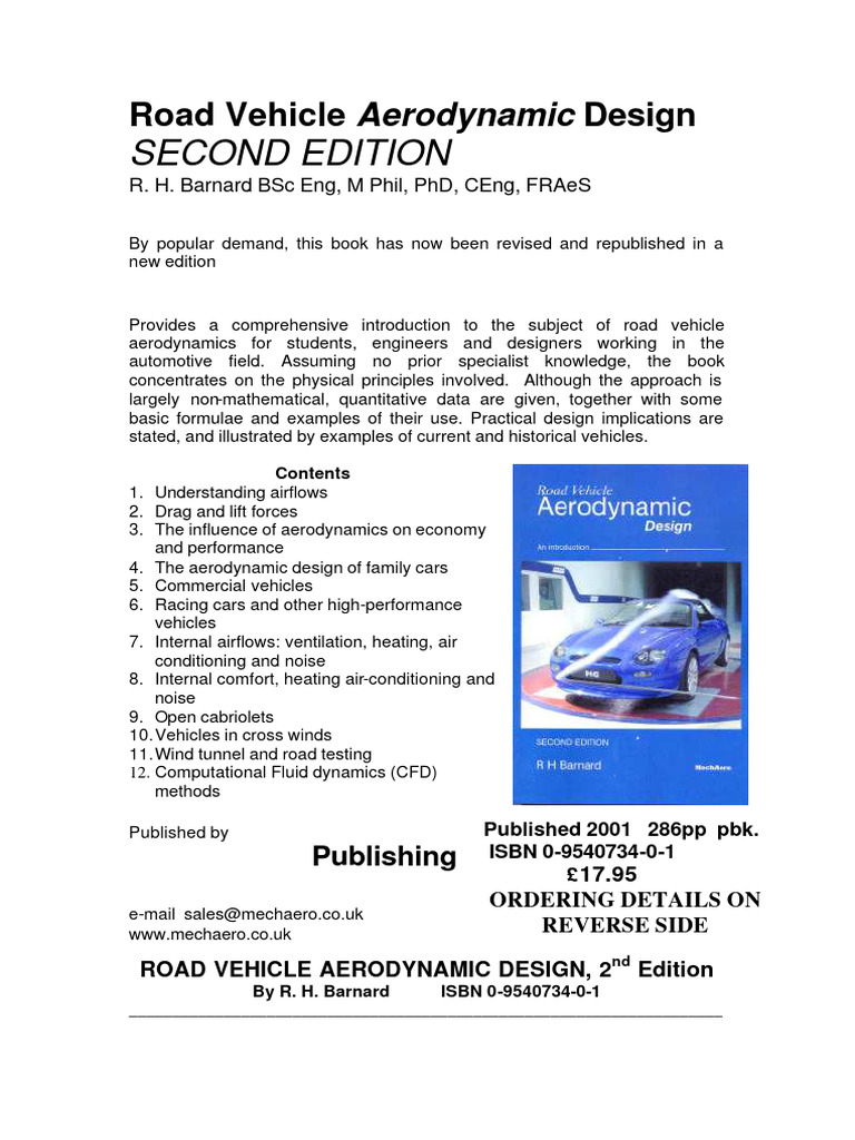 Road Vehicle Aerodynamic Design SECOND E | PDF | Aerodynamics | Payments