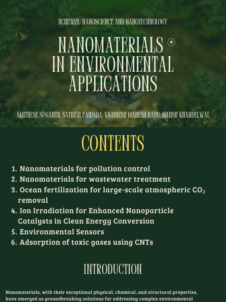Nanomaterials for Environmental Solutions | PDF | Carbon Nanotube ...