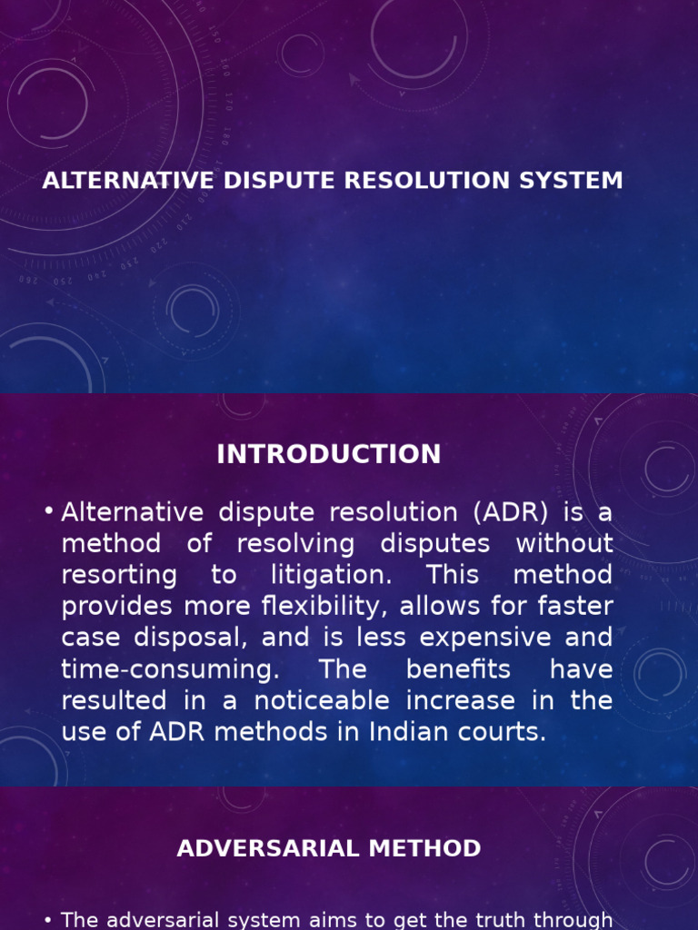 Alternative Dispute Resolution System Unit 1 | PDF | Mediation | Alternative Dispute Resolution