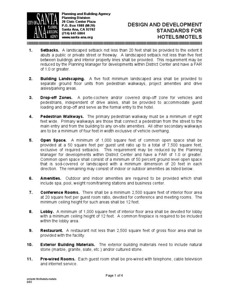 Design and Development Standards for Hotels, Motels, and Long-Term Stay ...