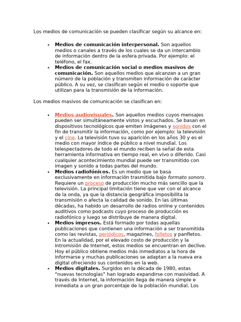 Los Medios de Comunicación | PDF | Medios de comunicación) | Medios de ...