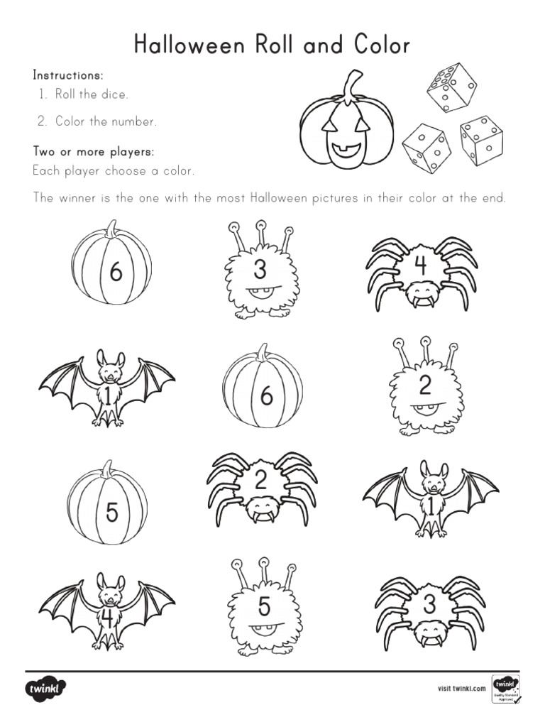 Us T 2548438 Halloween Roll and Color Activity Sheet English Ver 2 | PDF