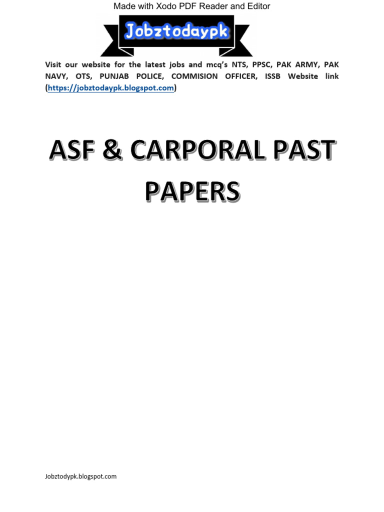 ASF Carporal & Asi Past Papers | PDF