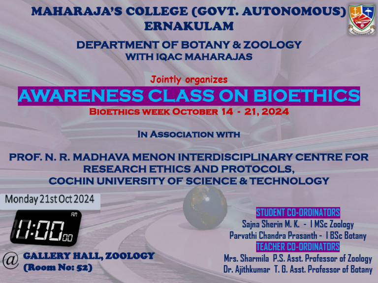 Bioethics Awareness Class at Maharaja's College | PDF
