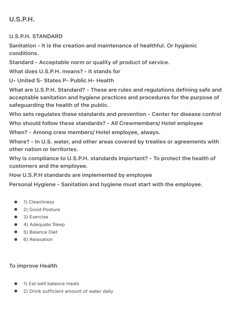 U.S.P.H. | PDF | Hygiene
