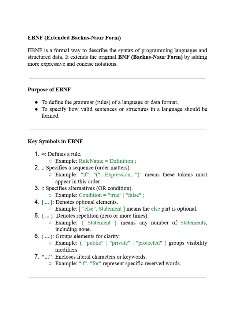 EBNF Syntax Guide for Programming | PDF