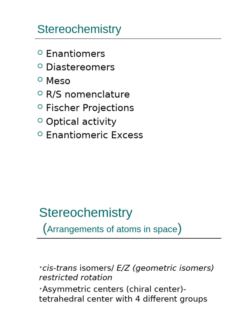 Lecture On Stereochemistry | PDF | Chirality (Chemistry) | Chemistry