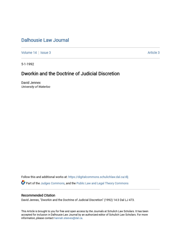Dworkin and The Doctrine of Judicial Discretion | PDF | Jurisprudence ...