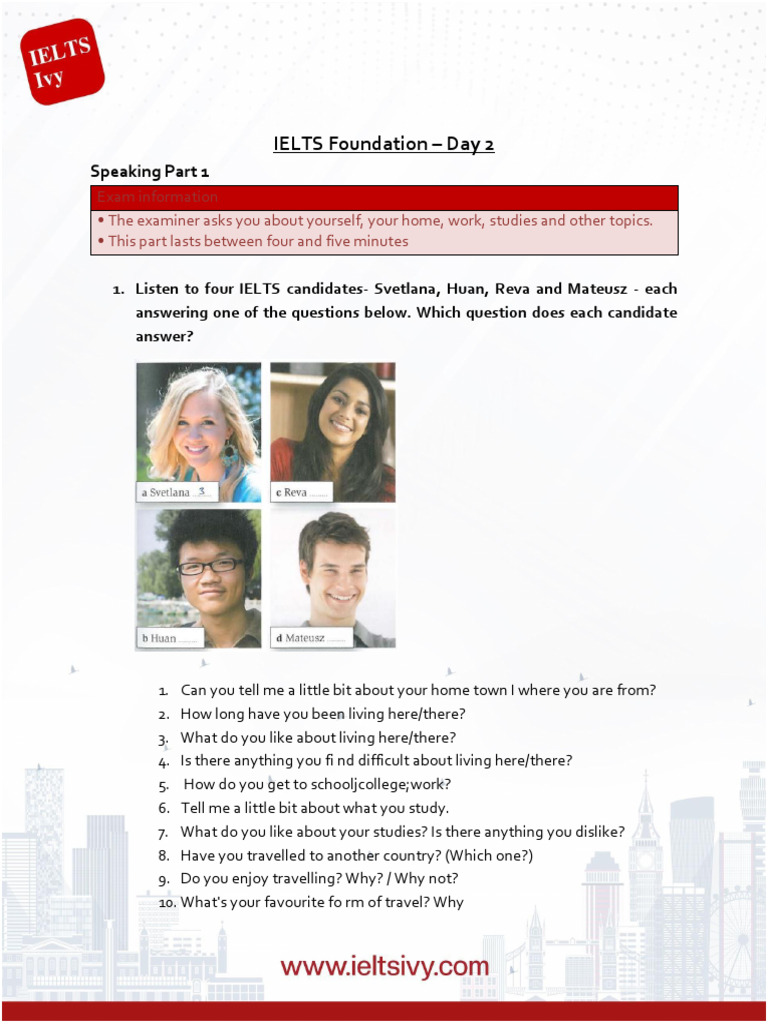 IELTS Foundation (New) Week 1 Day 2 | PDF | Question | Cognitive Science