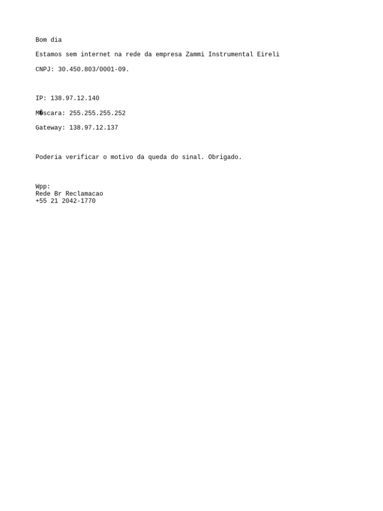 Para Abrir Chamado Sobre Internet | PDF