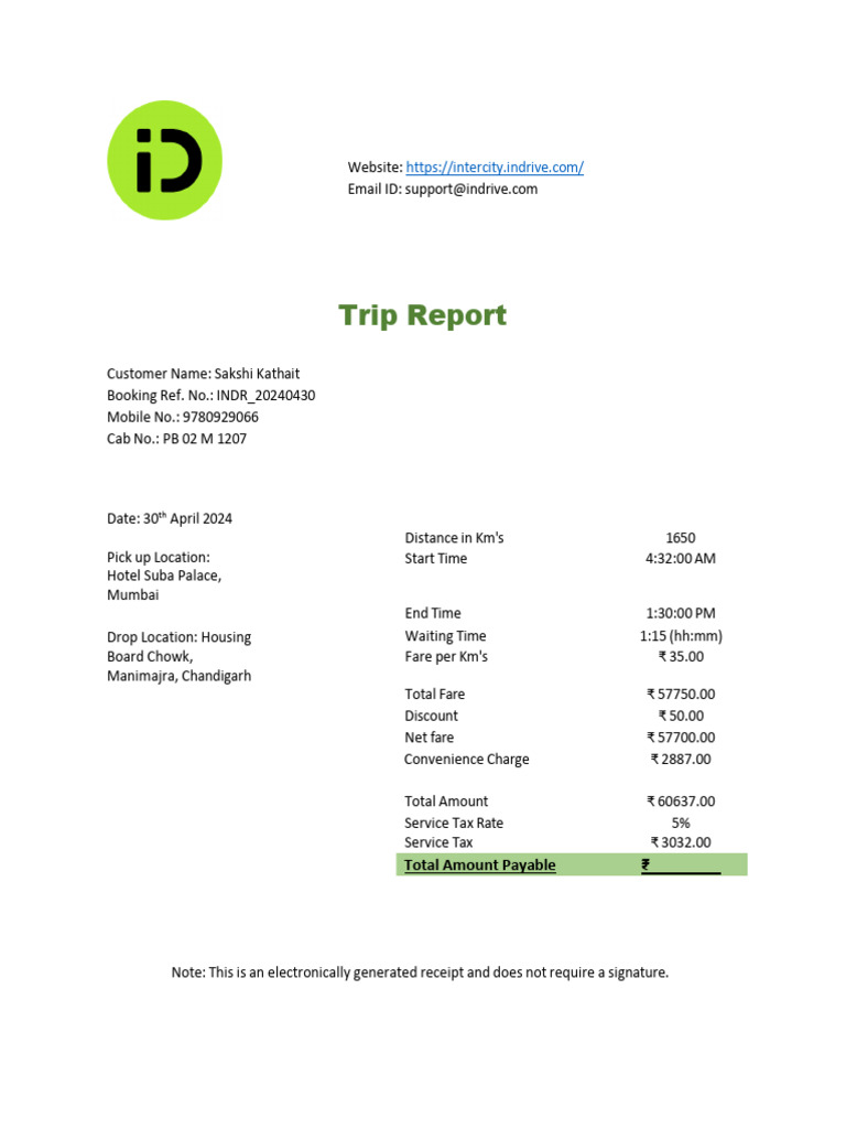 InDrive Receipt - INDR - 20230906 - 2 | PDF
