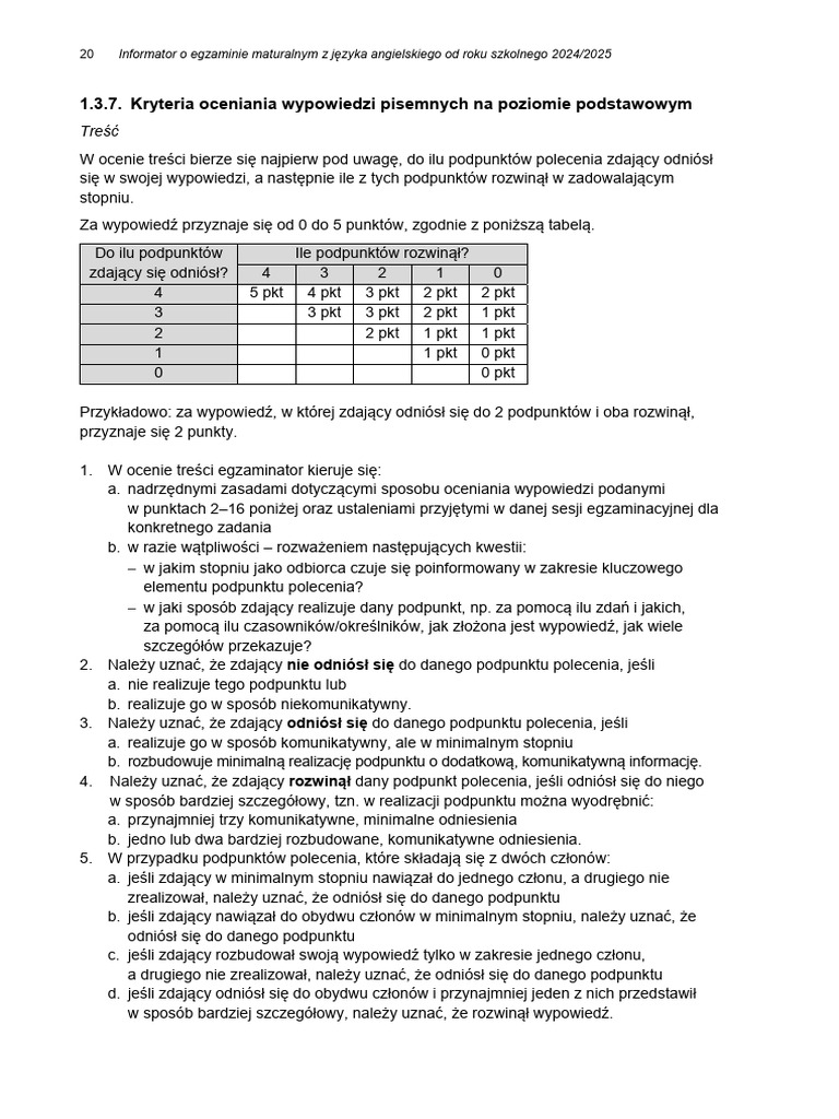 Zasady Oceniania Wypowiedzi Pisemnych - PP+PR | PDF